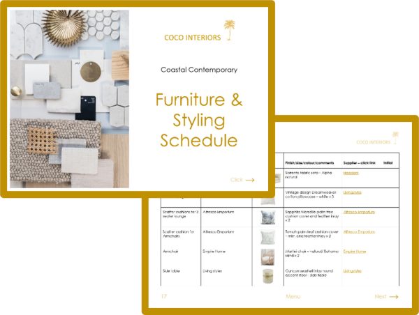 Professional Furniture Schedules - Home Build Brokers