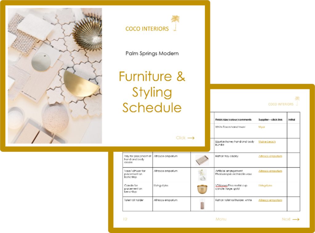 Professional Furniture Schedules - Home Build Brokers